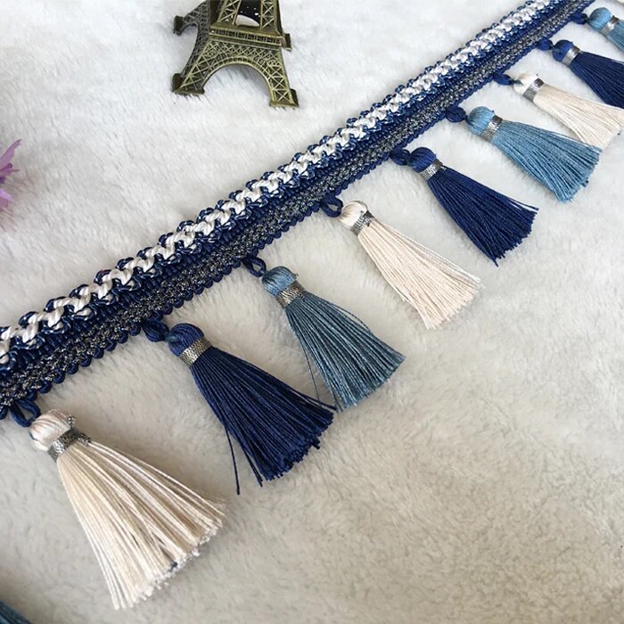 Кружевная бахрома для штор 8,5 см Синий, королевский синий