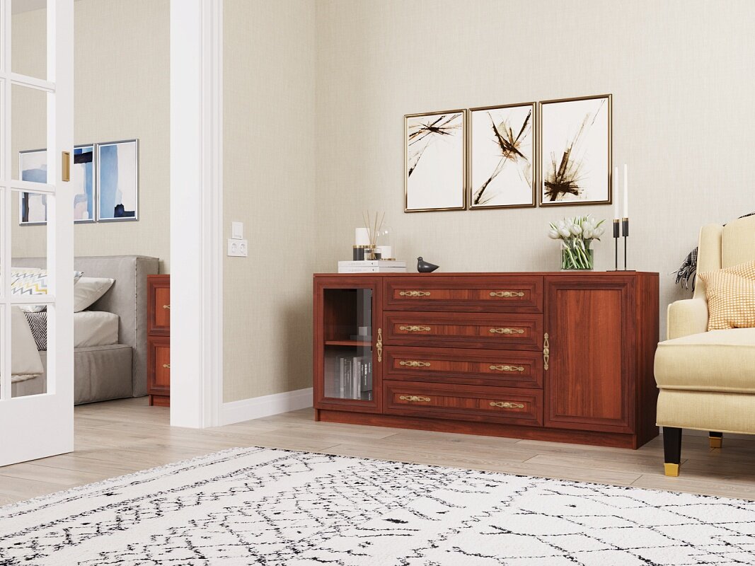 Комод МебельЛэнд24 Карлос - 064 160x45x75 с 4 ящиками