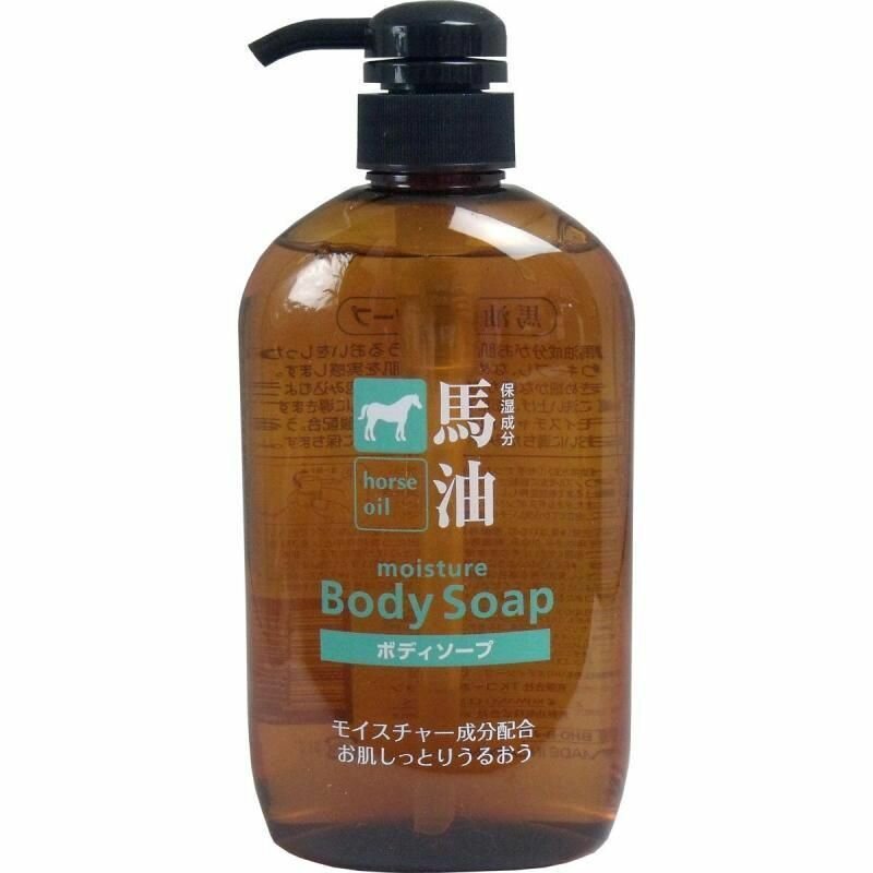 KUMANO COSMETICS Жидкое мыло для тела Horse Oil Body Soap, гель для душа с лошадиным маслом и гиалуроновой кислотой, 600 мл.
