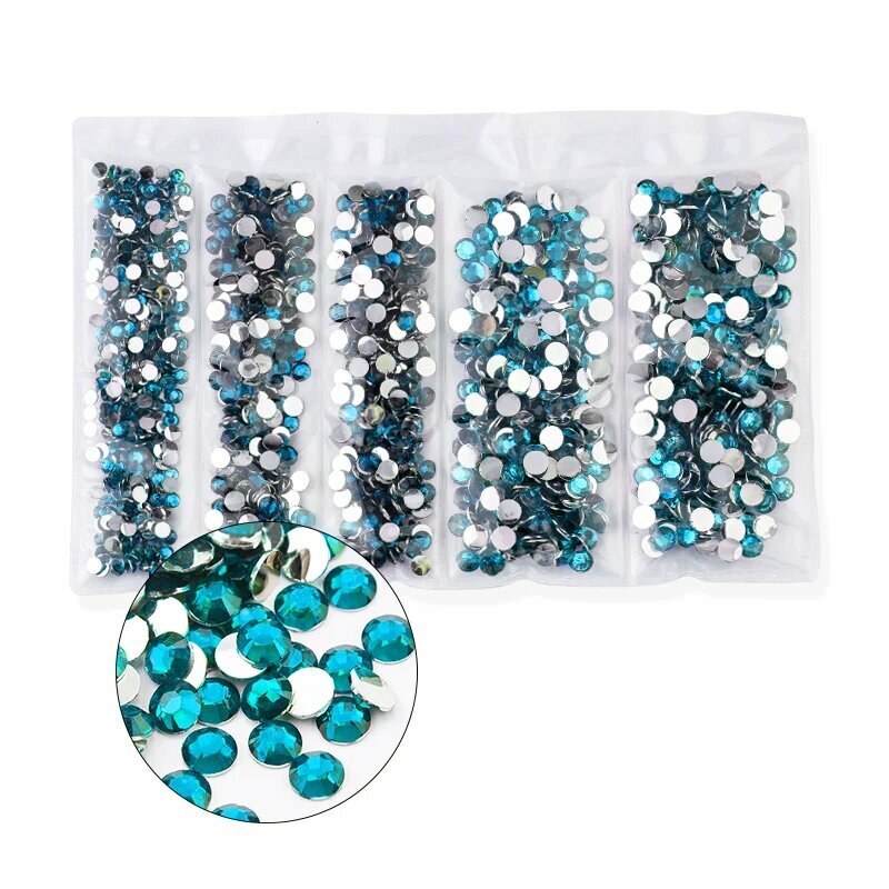 Стразы QIAO полимерные разноцветные 3-5 мм 2000 шт. Бирюзовый, 10