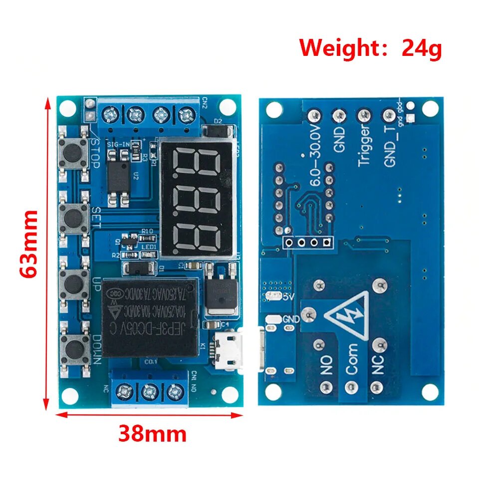 Реле задержки отключения RQG DC 6-30V Black