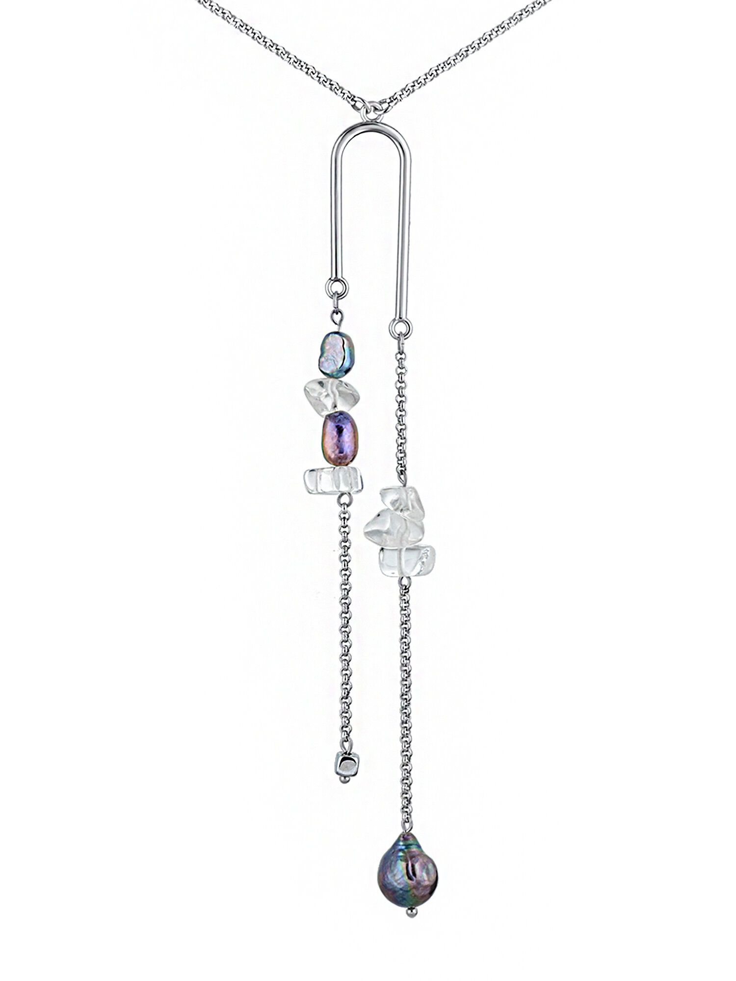 Колье, жемчуг пресноводный культивированный, стекло, гематит