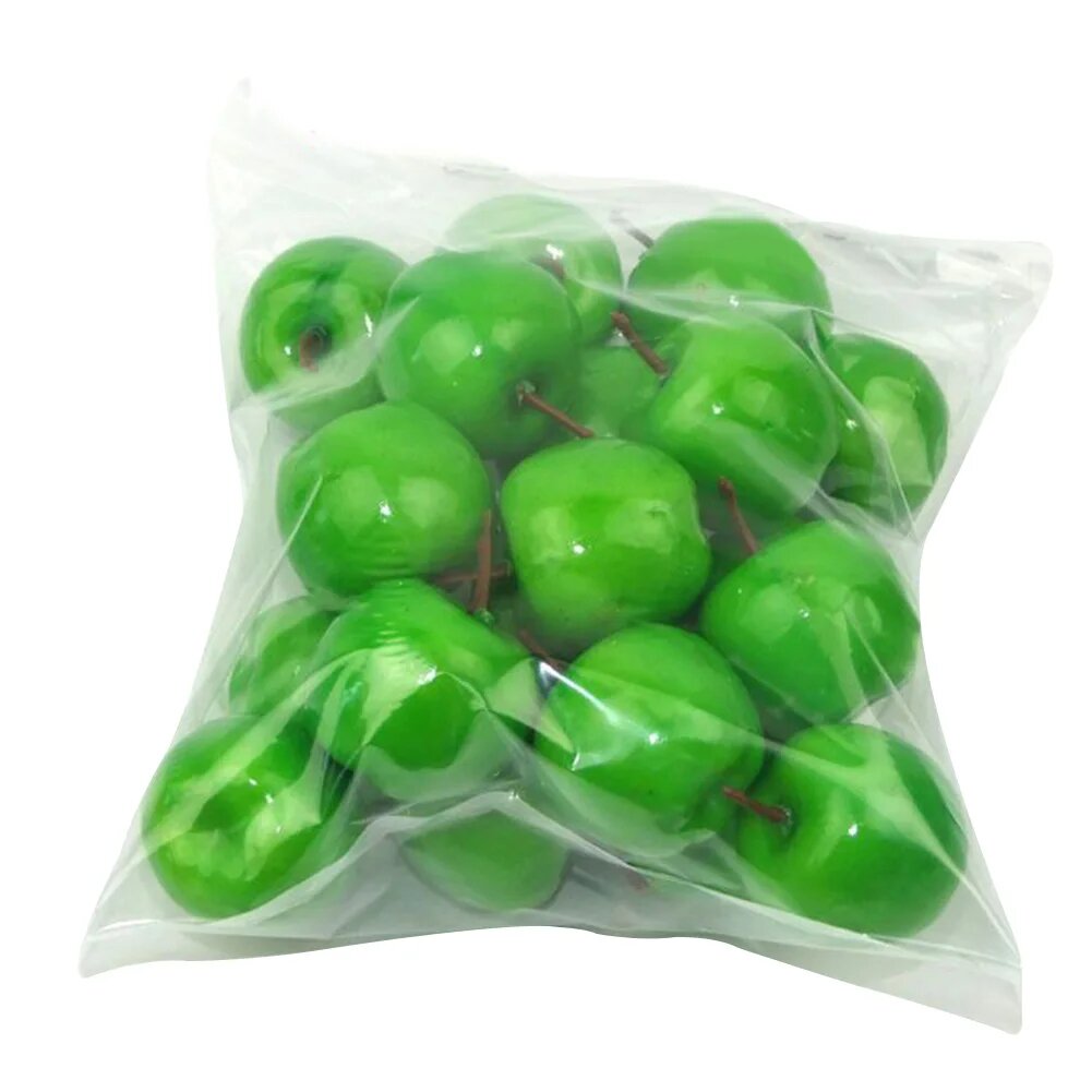 Искусственные красные яблоки из пластика Зеленый, 20PCS Green