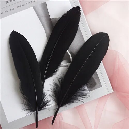 Гусиные перья 15-20 см, 50/100 шт, 20 цветов Черный, 15-20cm 50pcs, black
