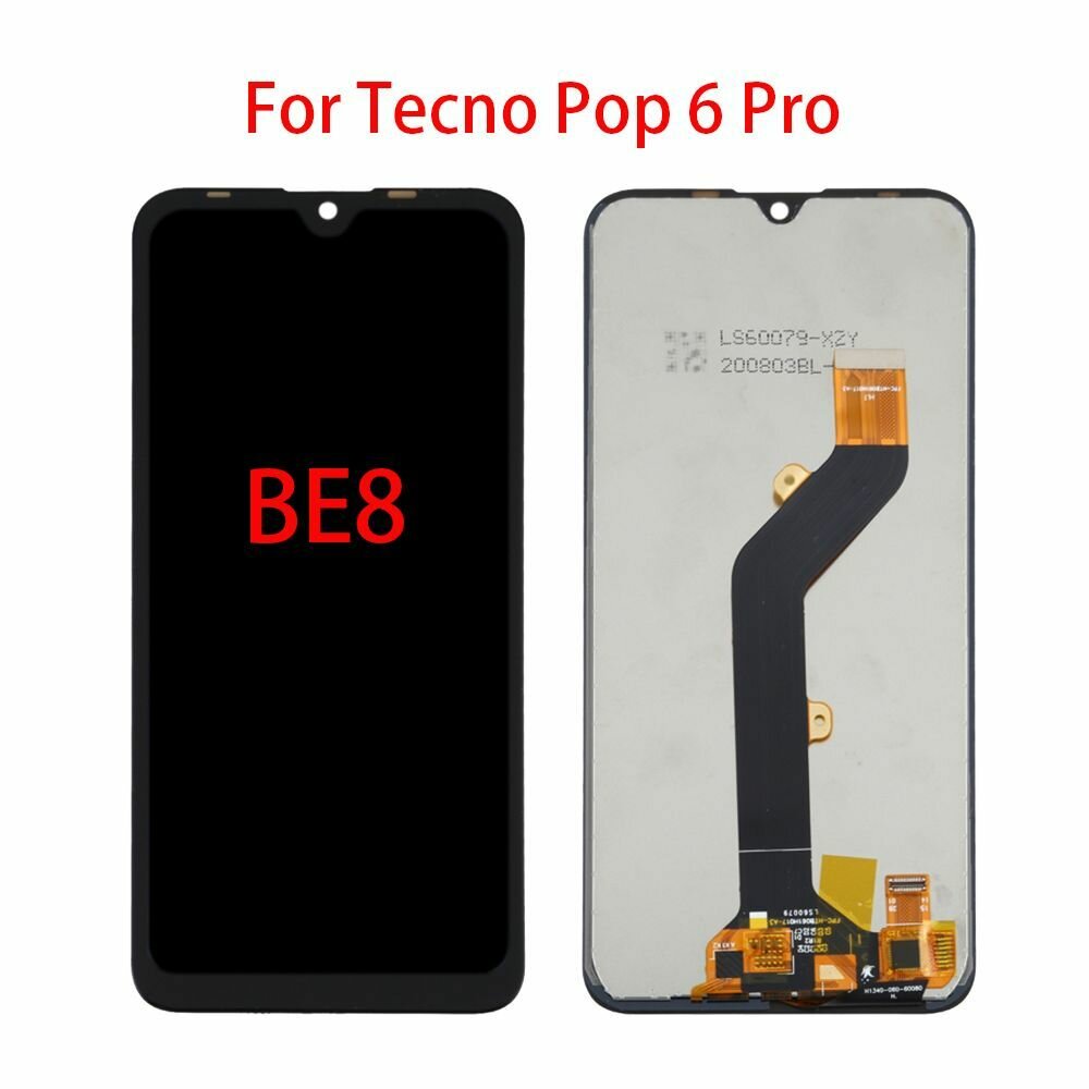 Дисплей для Tecno Pop 6 Pro, BE8 Дисплей для в сборе с тачскрином Чёрный