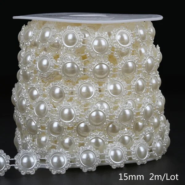 Искусственная леска с жемчужными бусинами Celadon, 2-10 м 15mm Flower3