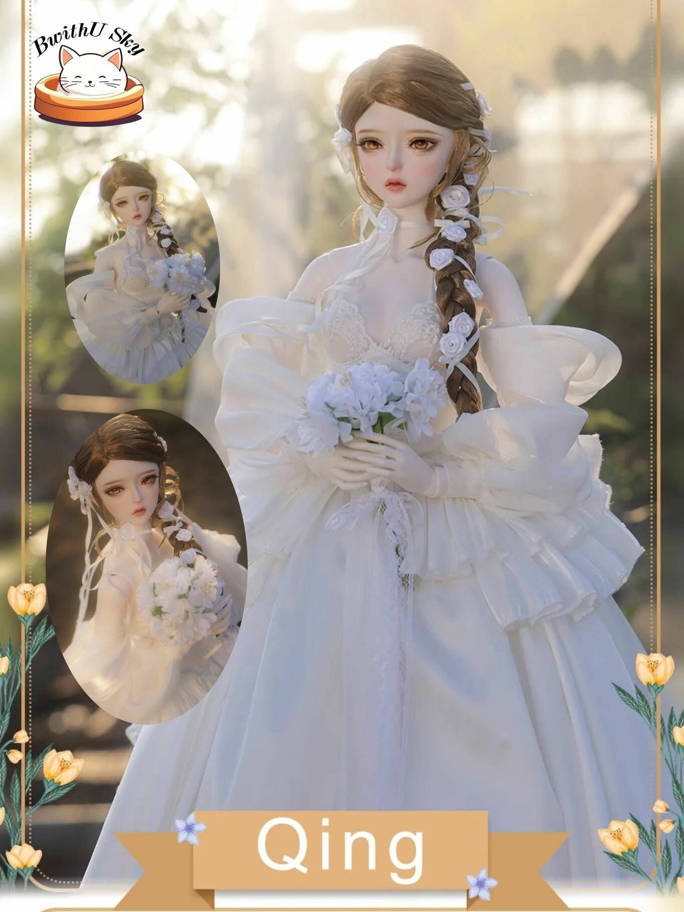 BwithU Qing BJD Doll 1/3 Свадебные платья с белым атласом SID, смоляные девушки, феи, куклы