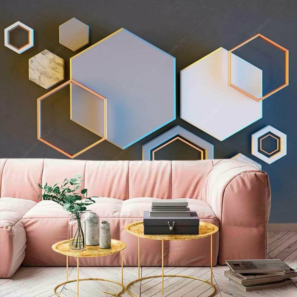 Фотообои Шестигранники 15-588-L 300 х 490 см (ВхШ) Бесшовные, флизелиновые, влагостойкие обои MasterFresok