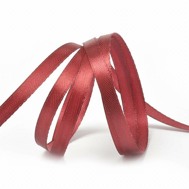 Лента атласная 1/4 (6мм) цв.3088 т. бордовый уп.27,4 м