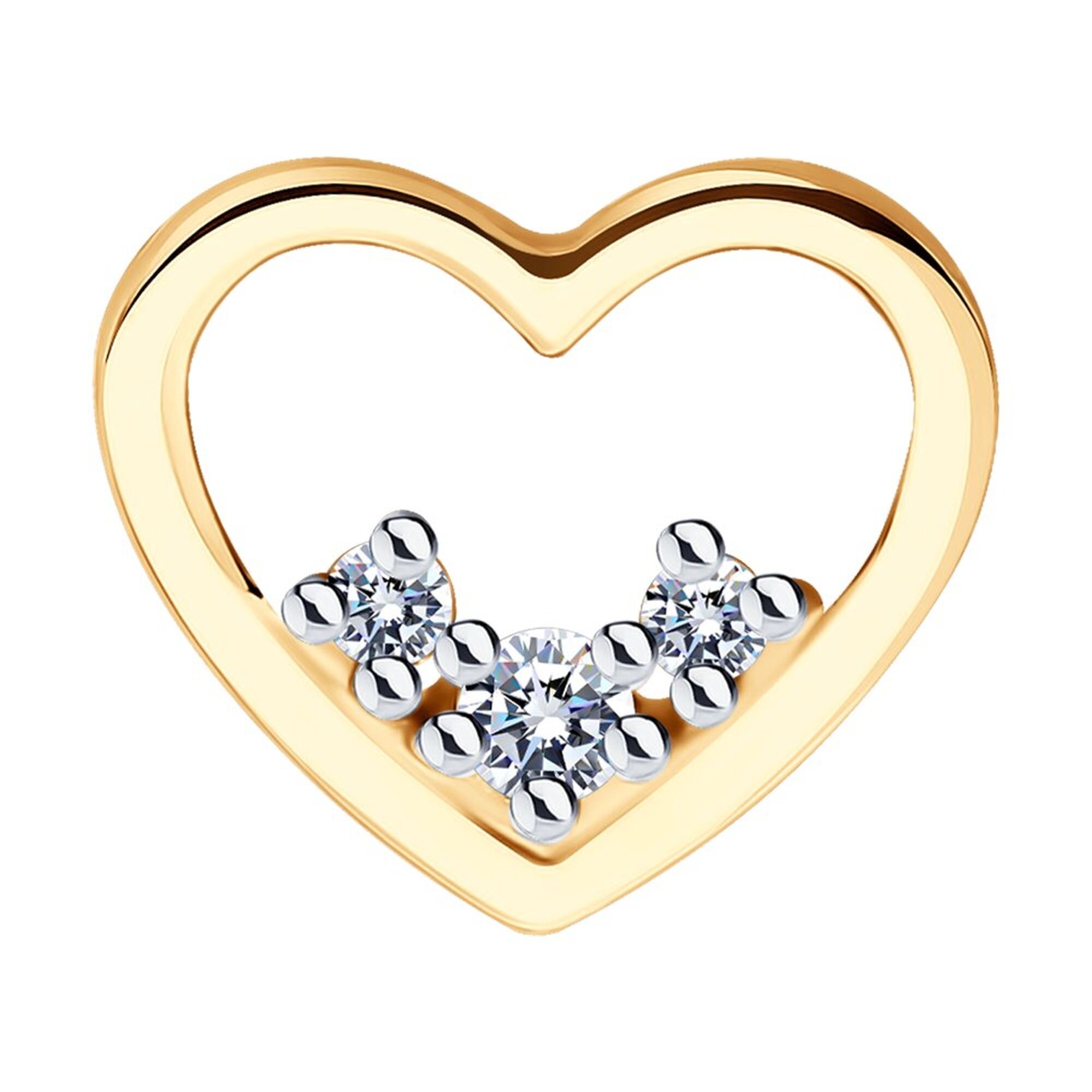 Подвеска, красное золото, 585 проба, фианит