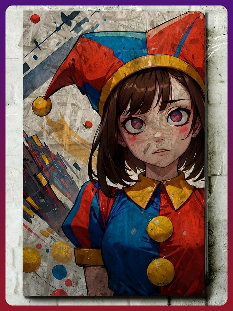 Картина интерьерная на рельефной доске мультфильмы Цифровой цирк (Digital circus, Помни, Рагата, Зубл, мультик, клоун) - 6241216