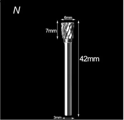 Фрезы из карбида вольфрама с хвостовиком 3 мм, вращающийся инструмент, заусенцы, двойная Алмазная Бриллиантовая фреза, металлическое дерево, электрическое шлифование Milling Cutter N 1pc