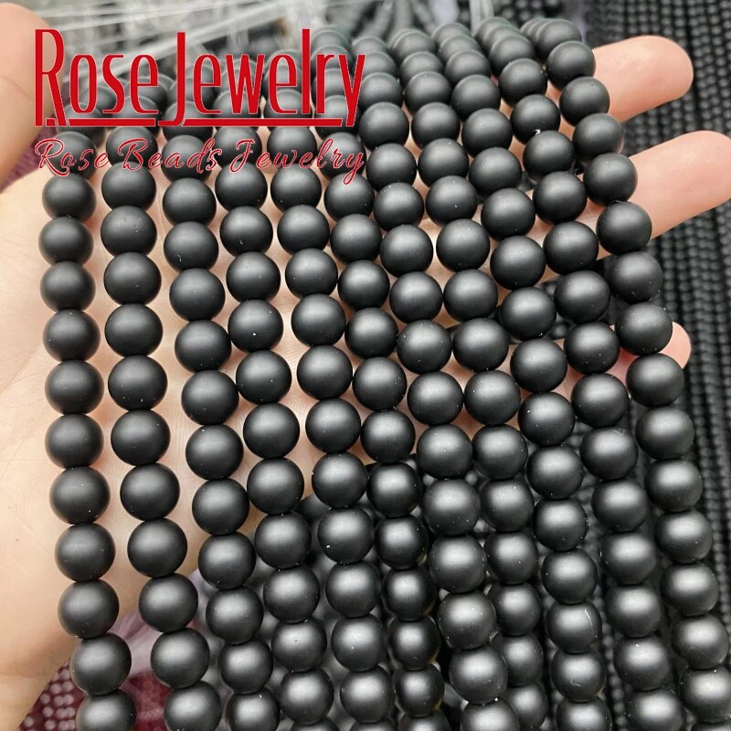 Бусины из оникса и агата Rose and Beads 4-12 мм Черный, 8mm 46pcs beads, Matte Black Agates