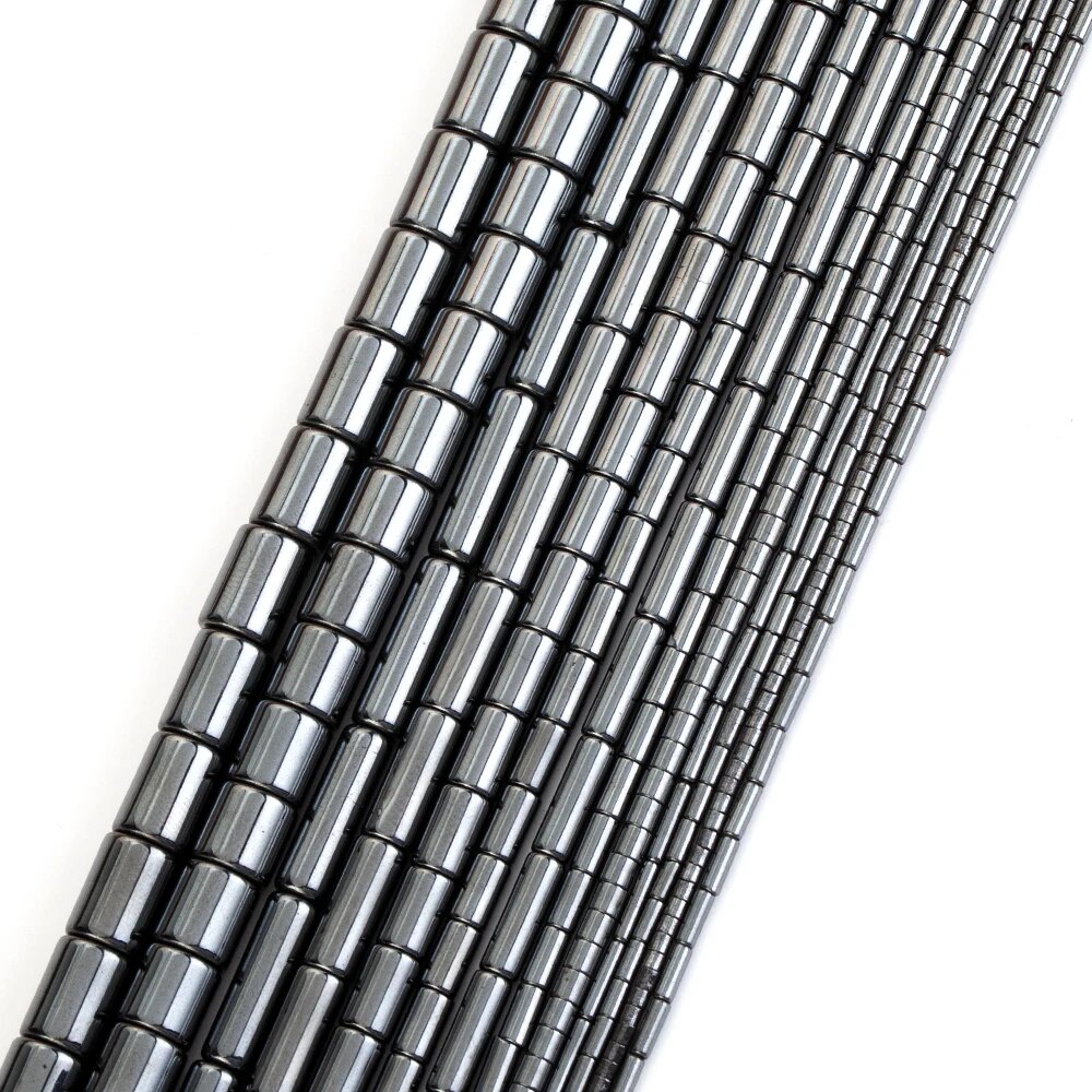 Бусины из натурального гематита Vidasny розовые 4*13 мм Серый, Natural Black Color