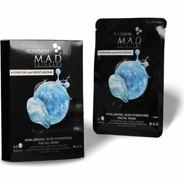 M.A.D Восстанавливающая маска "Платинум" Platinum Hyaluronic Acid Hydrating Facial Mask 30 мл 5шт