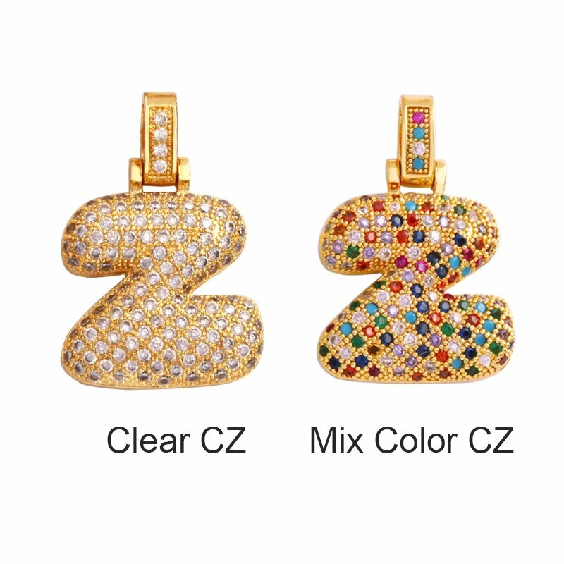 Позолоченный шарм Letter Z с цирконами, Clear CZ