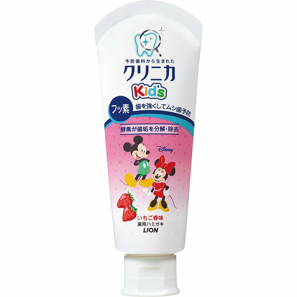 Зубная паста детская с рождения Lion Япония Clinica Kid's с фтором, слабообразивная, клубника, 60 г
