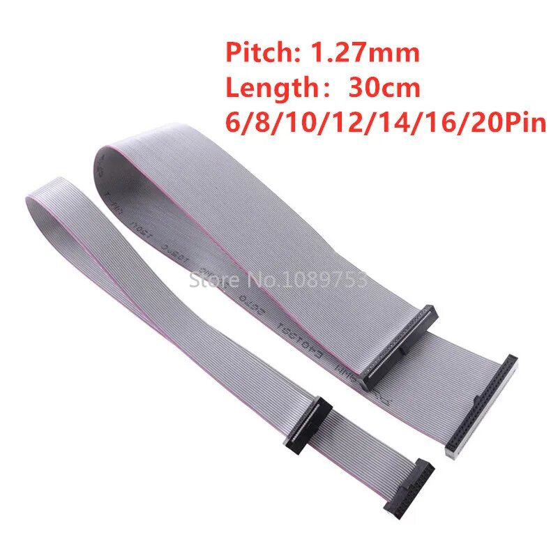 1 шт, шаг 1,27 мм, 30 см, серый плоский ленточный кабель для передачи данных 6P 10P 14P 16P 20P JTAG ISP, кабель для загрузки для разъема 1,27 мм