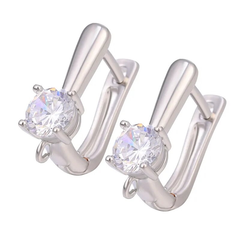 Juya металлические застежки для сережек серебристого цвета 2 Pairs-4 Pieces, White Gold