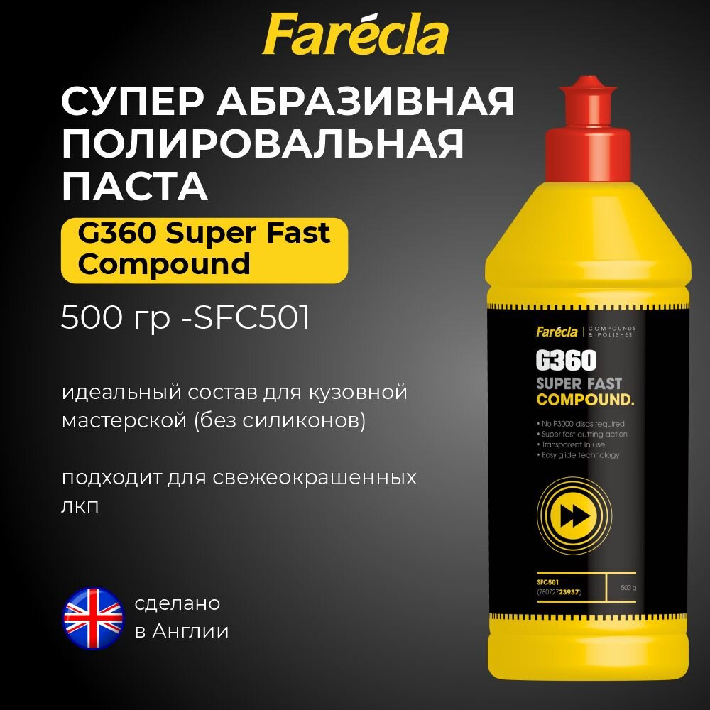 Абразивная полировальная паста для авто FARECLA G360 Super Fast Compound 500г.