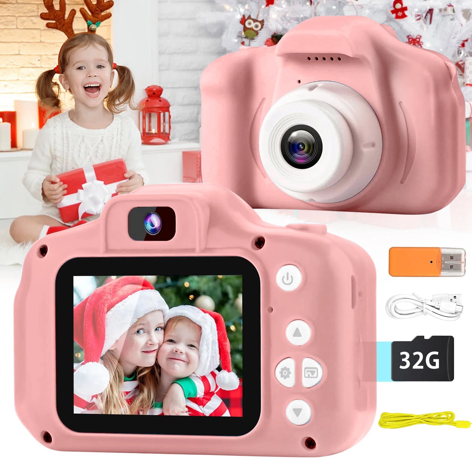 Детская камера, селфи-камера для мальчиков и девочек, рождественский подарок на день рождения для детей от 3 до 10 лет,