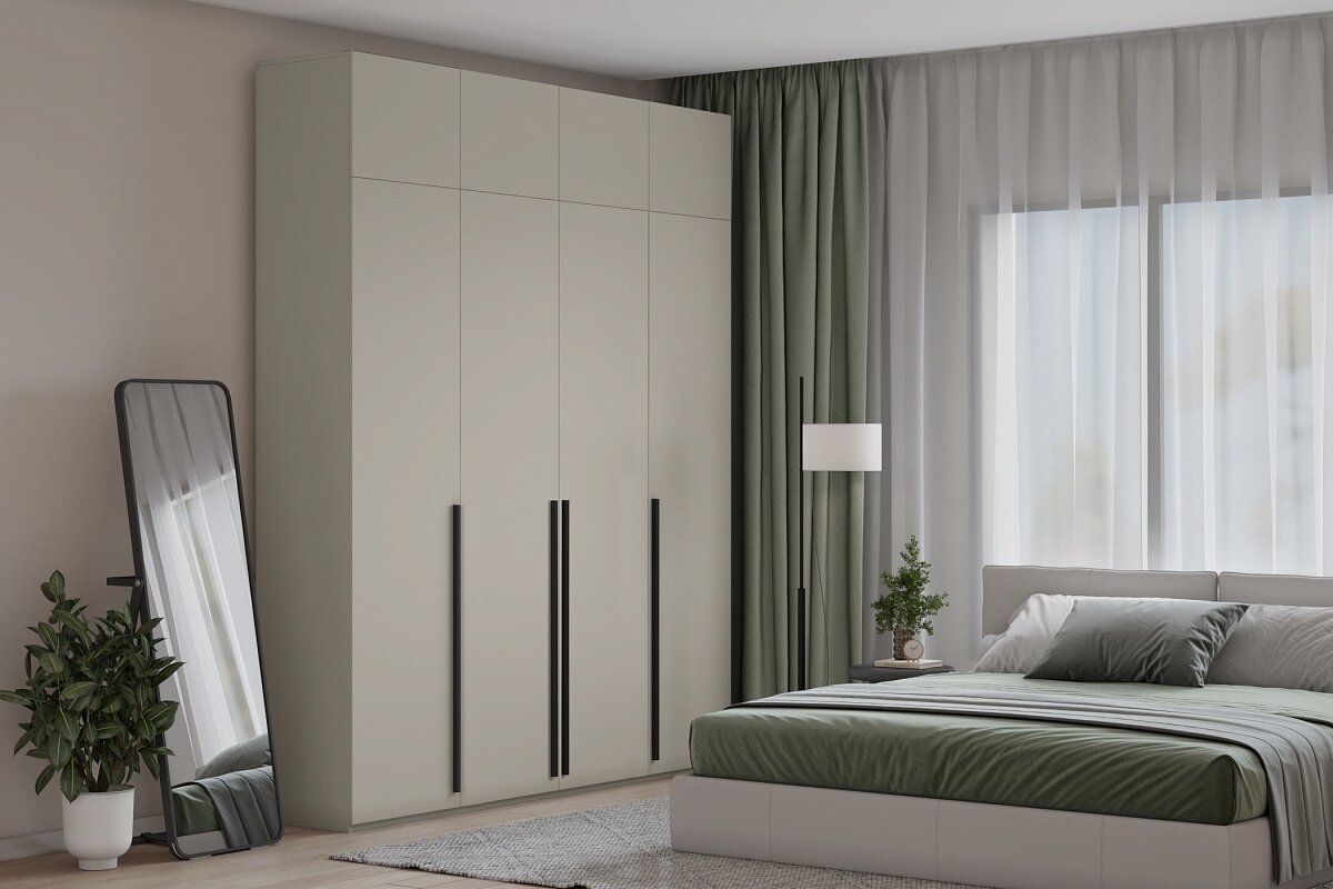 Шкаф распашной МебельЛэнд24 Лорена Пакс - 4 с антресолью Кашемир 200x50x270 бежевый для одежды четырехдверный