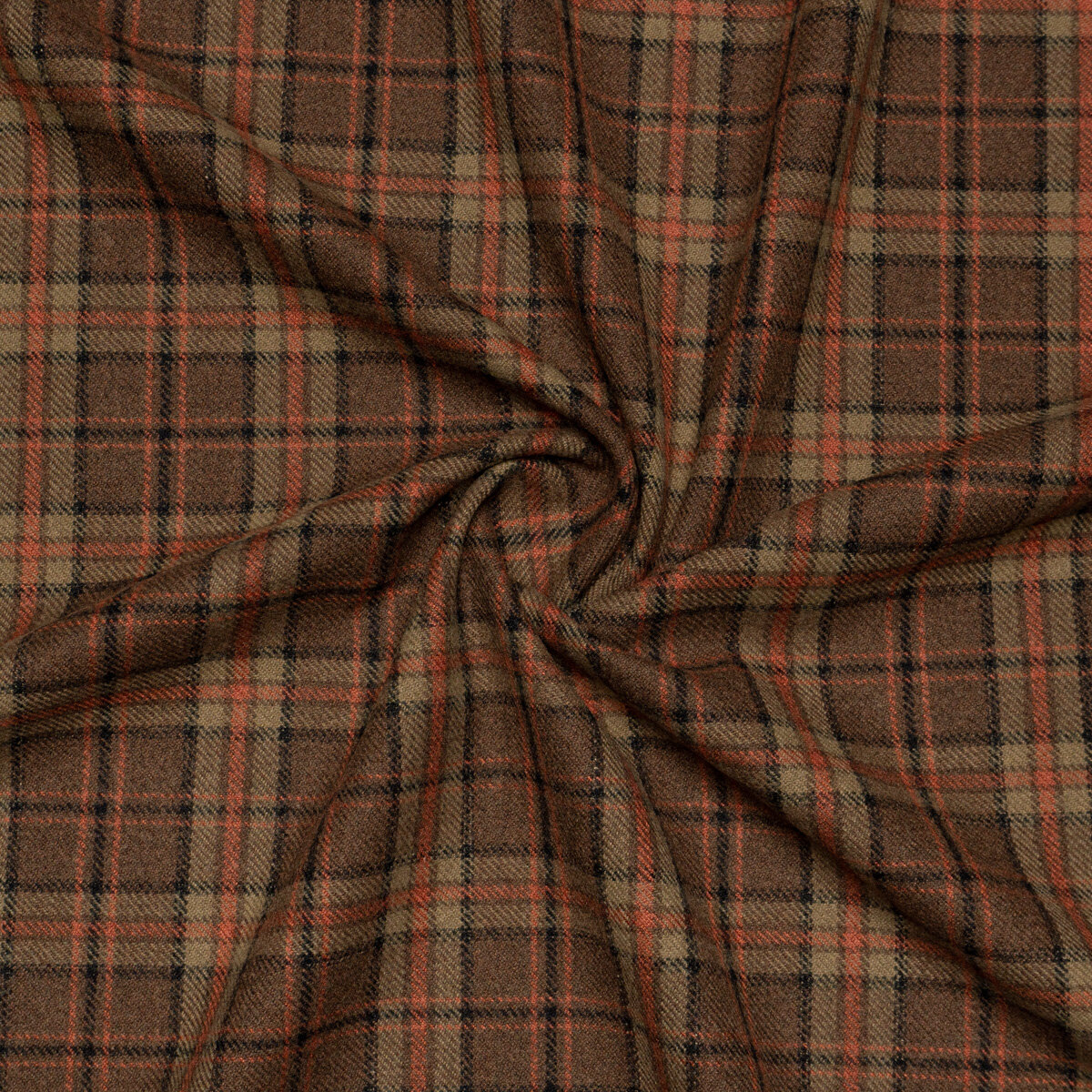 Ткань костюмная Ткани-100, полиэстер, коричневая, с клеткой, 1.4x3м