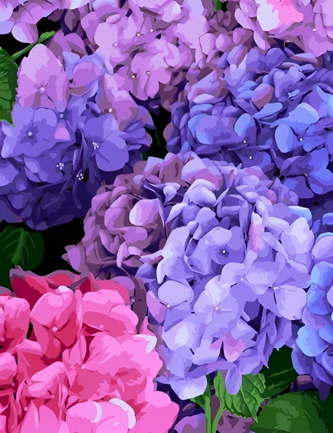 Картина по номерам на холсте 40*50 см "Пурпурная гортензия"