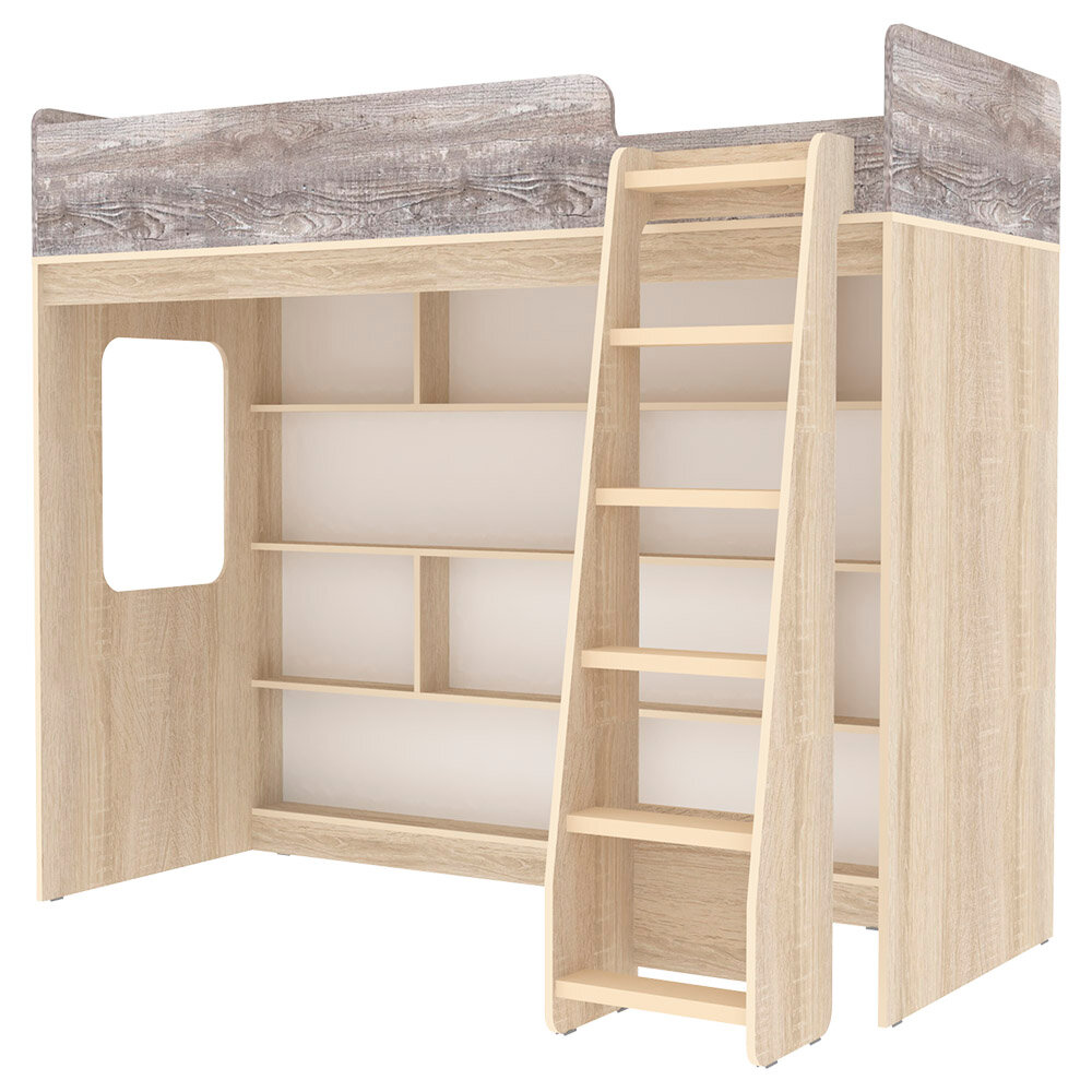 Кровать чердак Л-C601.2 75x175 Дуб Сонома Бетон