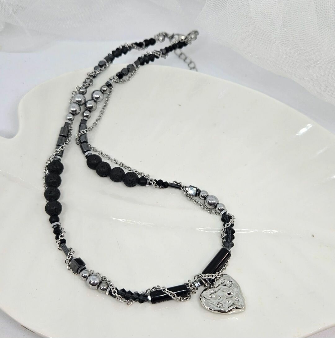 Колье, гематит, агат