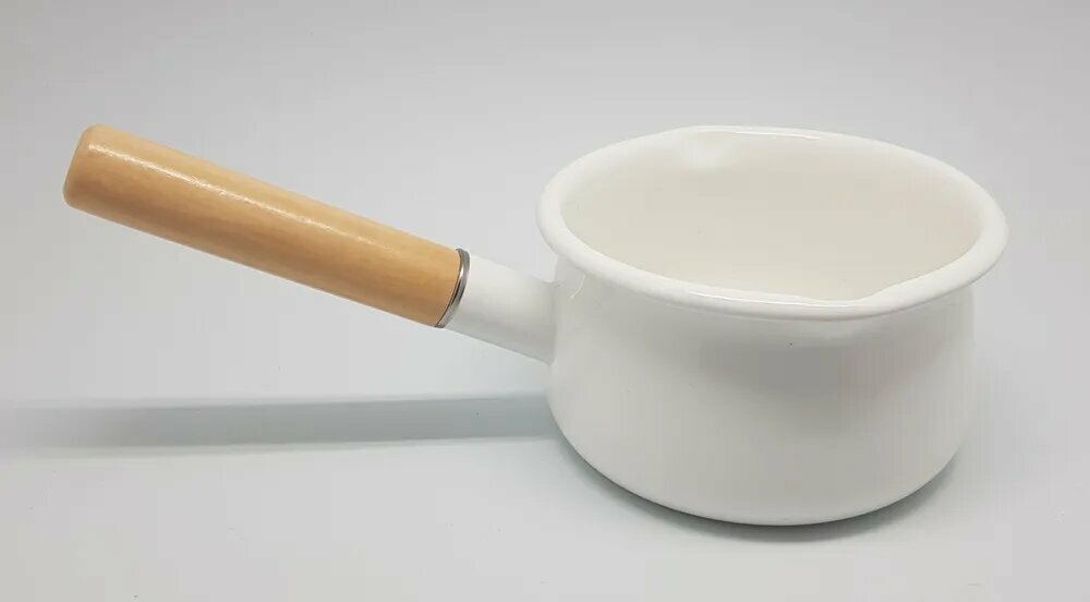 Ковш, эмалевое покрытие, 1л, металл, эмаль, натуральное дерево