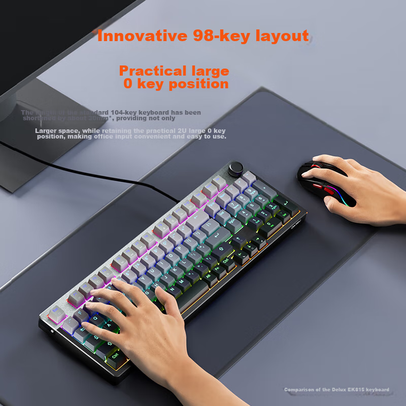 Механическая клавиатура Dareu EK815pro, Black and Grey, 98 клавиш, RGB, Dreamy HiFi Switches