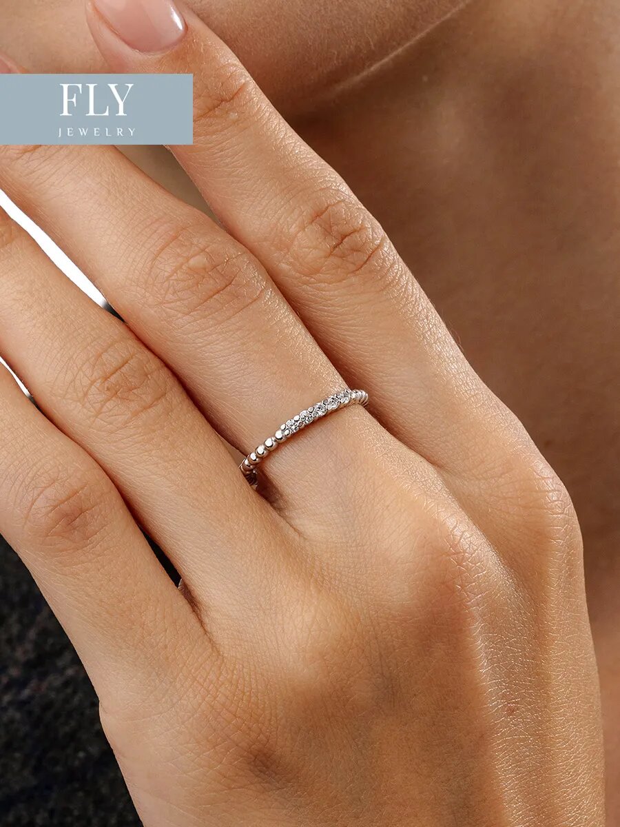 Кольцо дорожка, серебро, 925 проба, родирование, фианит