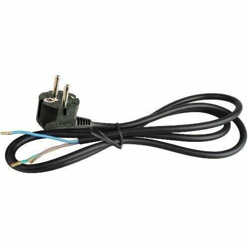 Вилка S22 Schuko на шнуре 3*0.75мм 2м угловая 11-1315 CEE7/7 кабель 220в 10А - чёрный