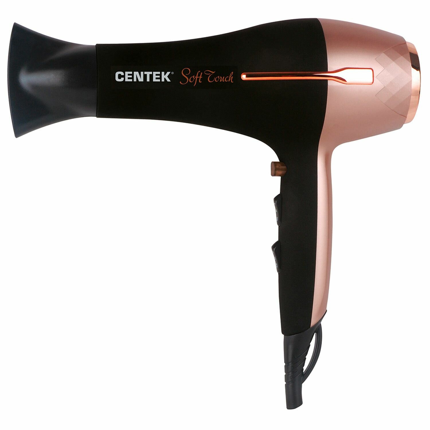 Фен Centek CT-2242, 2000 Вт, 2 скорости, 3 температурных режима, черный, розовый