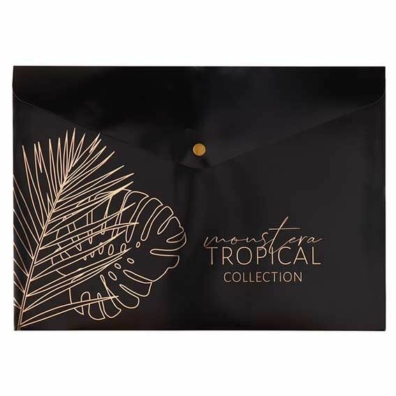 Папка-конверт FIORENZO на кнопке А4, "Night Tropic" 0.18 мм, непрозрачная черная (231768)