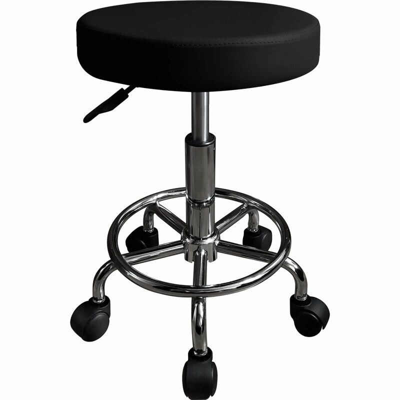 Табурет медицинский КНР ZM лабораторный М95-02 гальваника, искусственная кожа черная