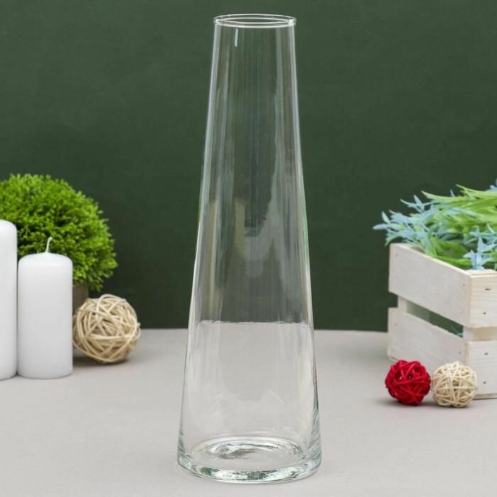 Ваза Evis "Коническая" средняя, 28,5х9х5 см, 1 л, прозрачная (2282)