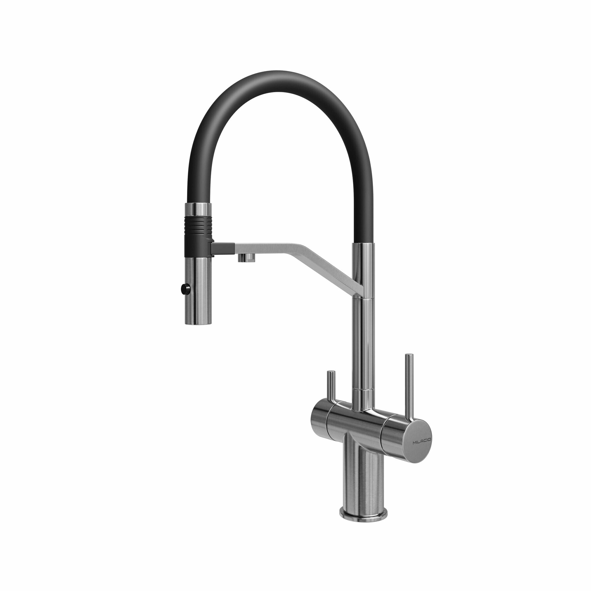 MILACIO Смеситель для кухни с гибким изливом и с подключением к фильтру Ultra MCU.557. SS нержавеющая сталь