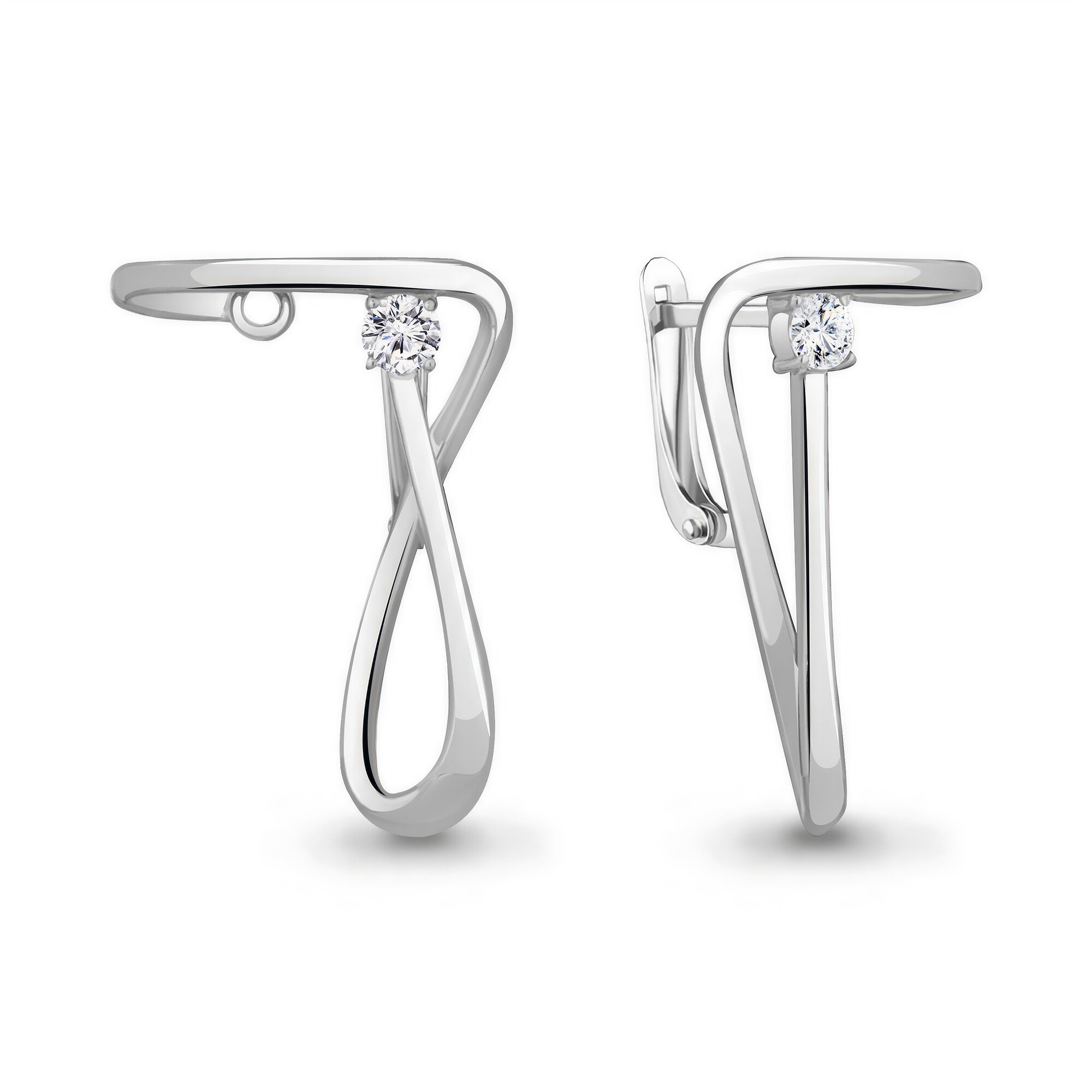 Серьги, серебро, 925 проба, родирование, фианит