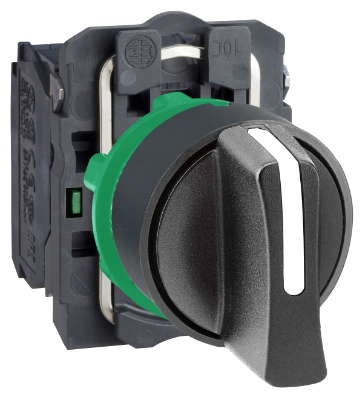 Переключатель чёрный на три положения с фиксацией 2НО (в сборе) Schneider Electric, XB5AD33