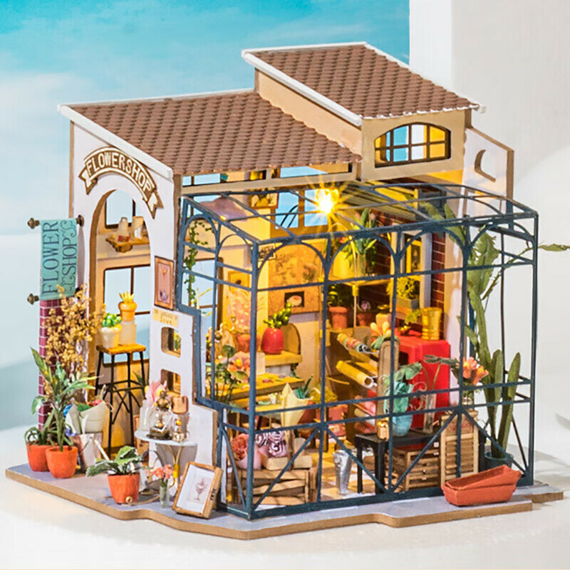 Rolife DIY Dollhouse Emily's Flower Shop Building Block Toy Model, Assembly 3D Puzzle, New Year Gift