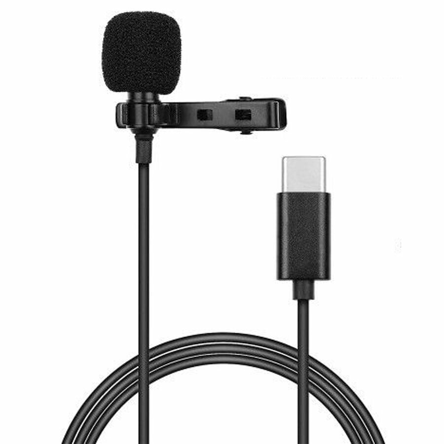 Микрофон петличный проводной CANDC DC-C3DM двойной, Type-C, 6 м, черный