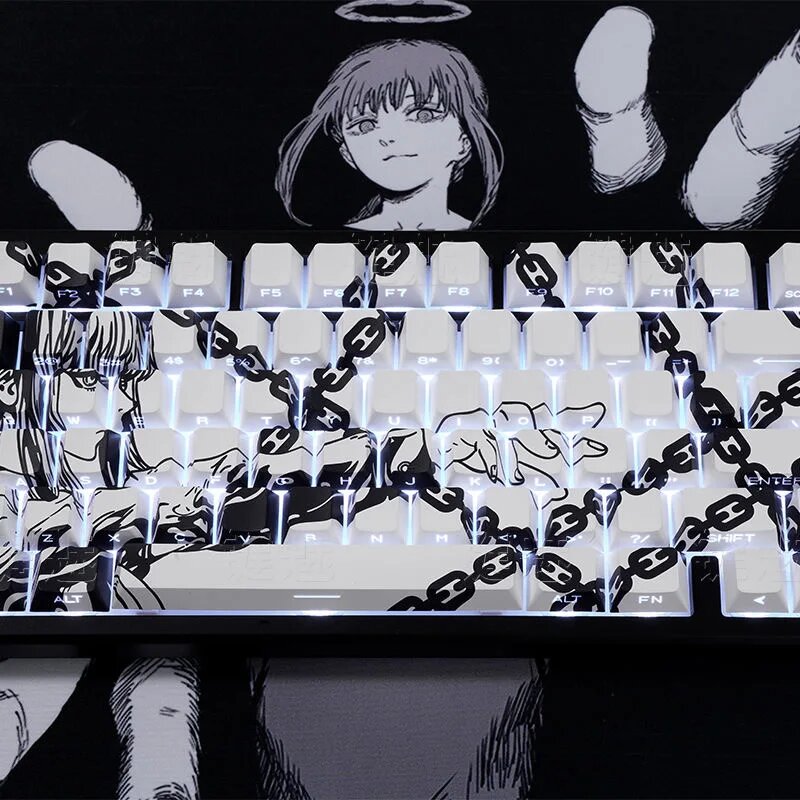 Колпачки для клавиш AEVYVKV Makima аниме белые PBT 129 шт Pack in bag
