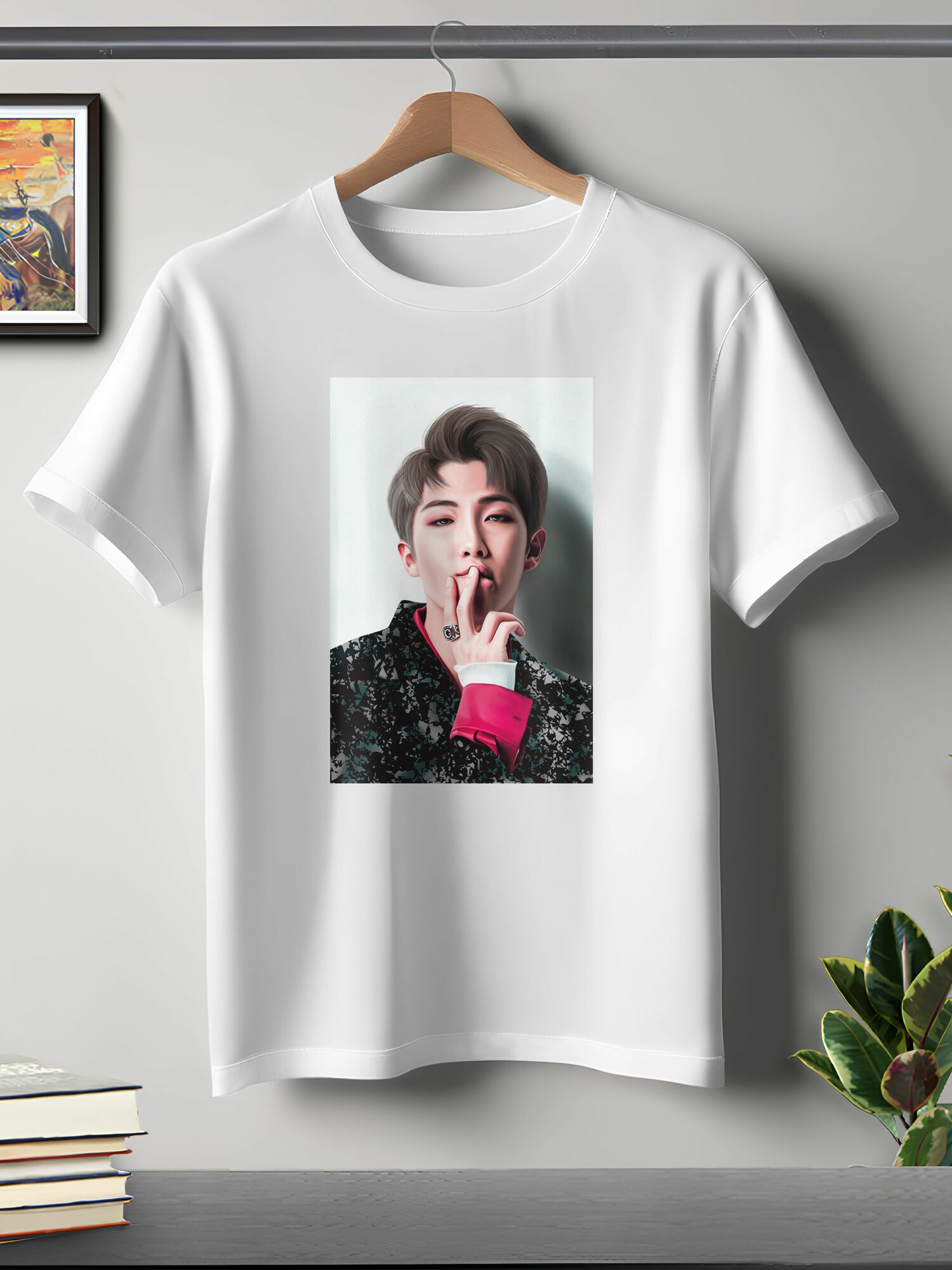 Футболка  Детская ONEQ 128 (8-9) размер с принтом BTS, белая