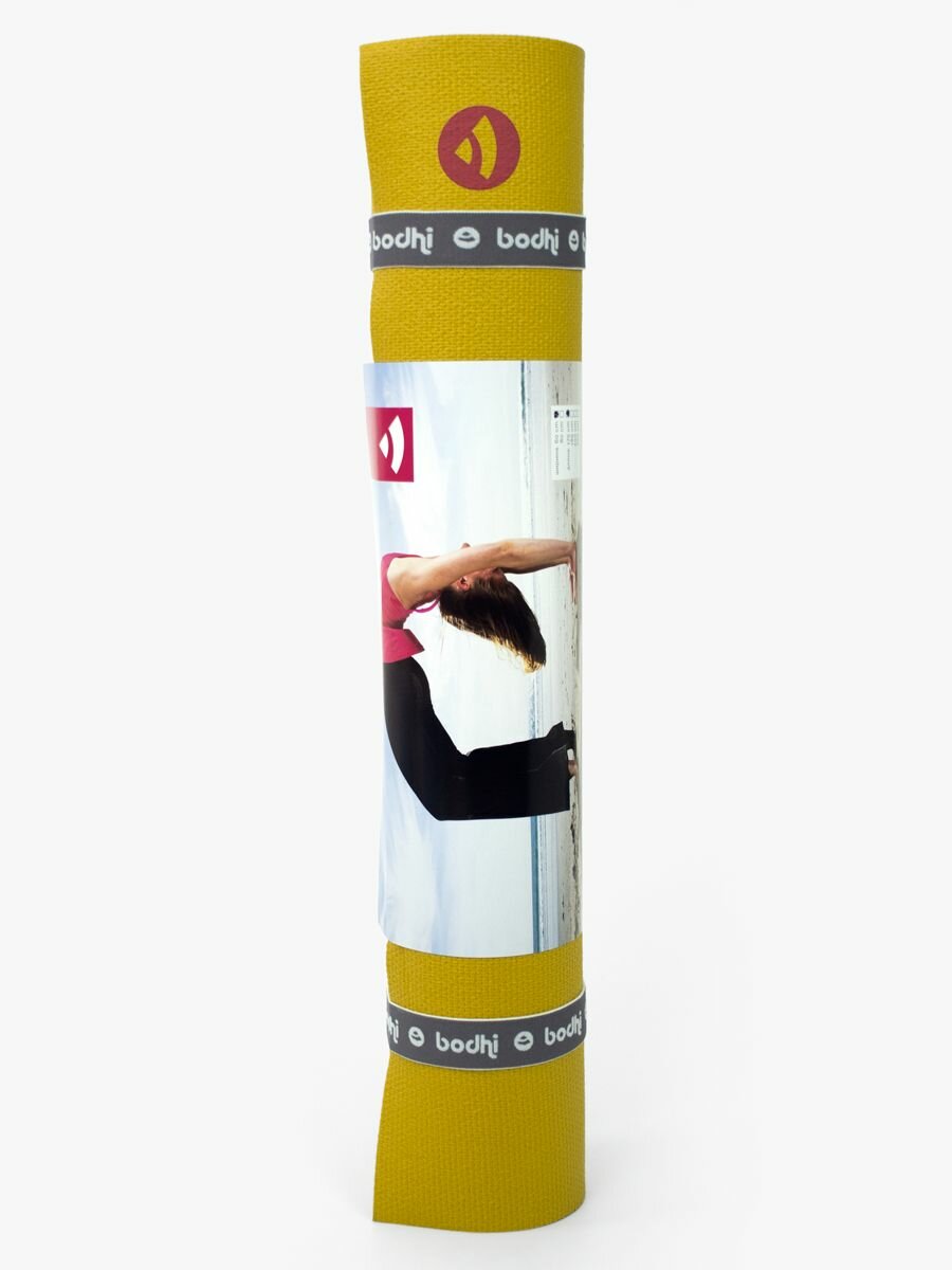 Rishikesh Premium 175 х 60 х 0,45 см, горчичный коврик для йоги и фитнеса Ришикеш Премиум, прочный и нескользящий из Германии, Bodhi Бодхи