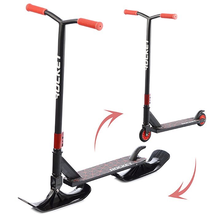 Самокат-снегокат Oubaoloon трюковой, в коробке, красный, на рост от 100 до 160 см (R0005. RD)