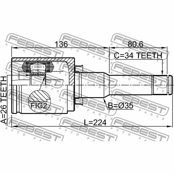Ремкомплект шруса для автомобиля GM Opel, FEBEST 1811-A16LH (1 шт.)