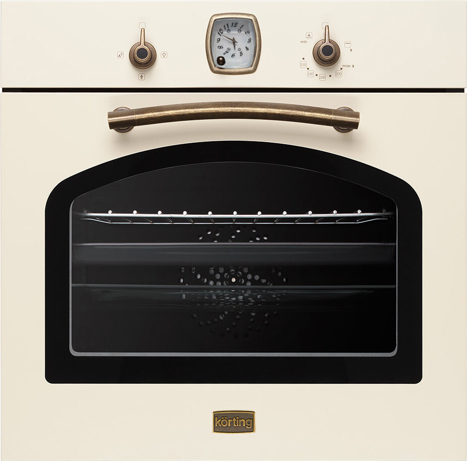 Газовый духовой шкаф Korting OGG 741 CRB ширина 60 см, объем 64 литра, гриль, конвекция, 4 режима, слоновая кость
