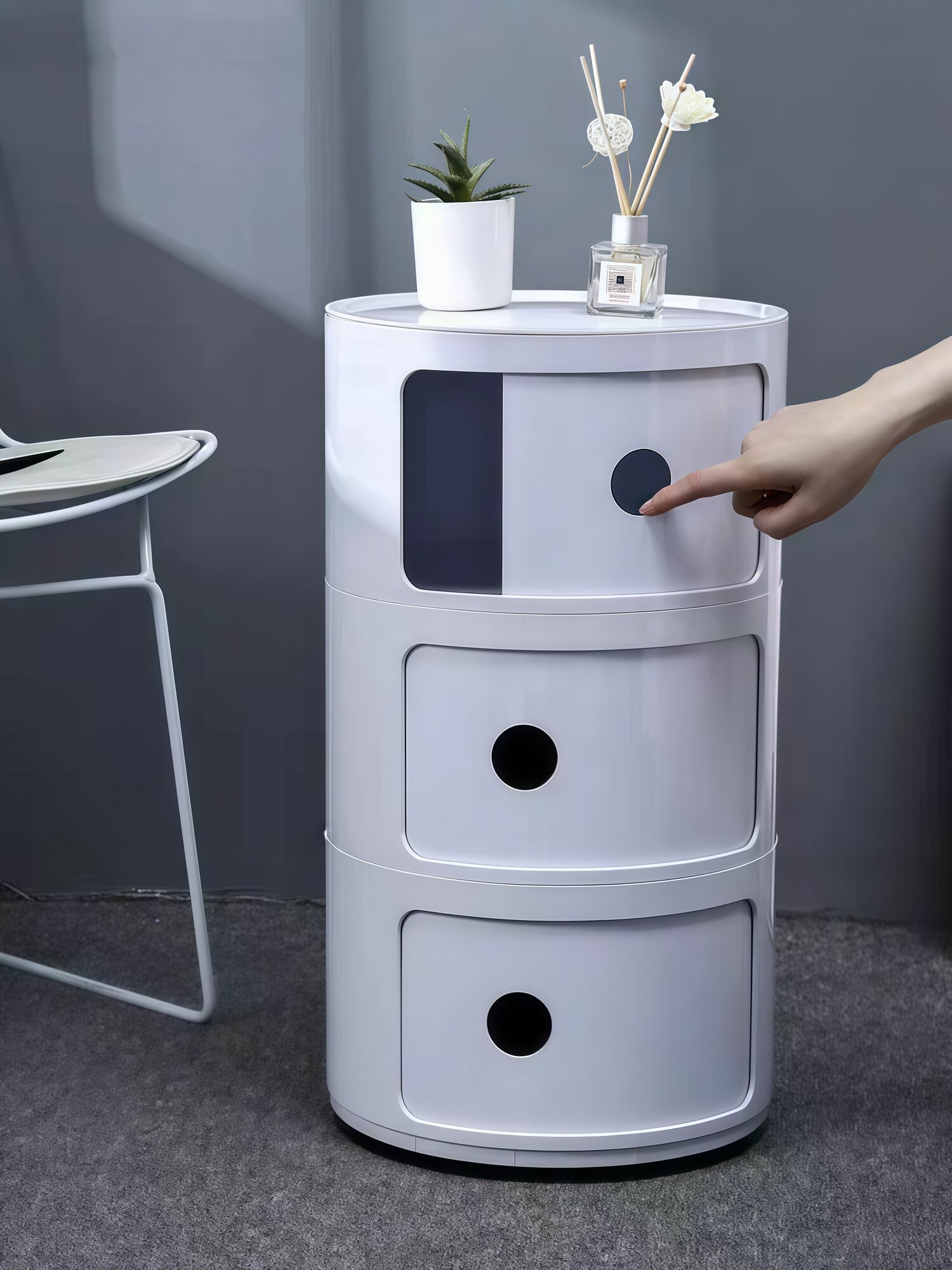 Тумба В Скандинавском Стиле, Материал, Цилиндрическая, С Раздвижными Дверцами, Штабелируемая, Тройной